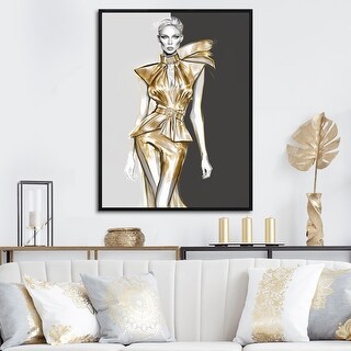 Designart "Catwalk Model Couture In Tones Of Gold VIII" Fashion Woman ...