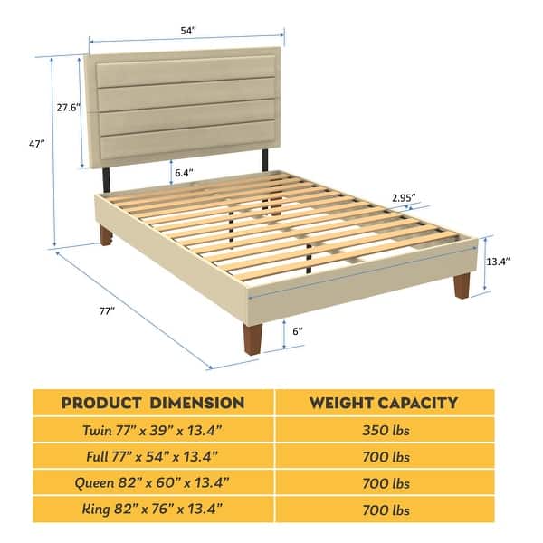 Upholstered Platform Bed Frame Queen / Headboad and Storage /Wood Slat ...