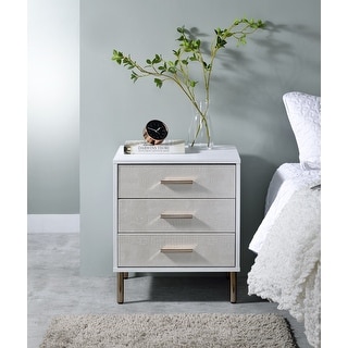 Modern Urban Style Bedside Table with Three Drawers in White and Gold ...