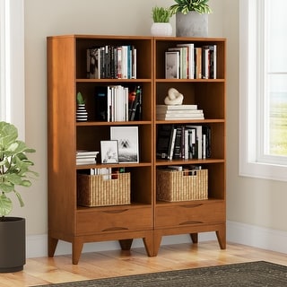 WYNDENHALL Pearson 24 inch Solid Wood 4 Shelf Bookcase (Set of 2) - 24 ...