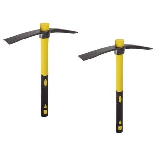 2pcs Pick Mattock Hoe 15" Steel Weeding Pick Axe with Yellow Fiberglass ...