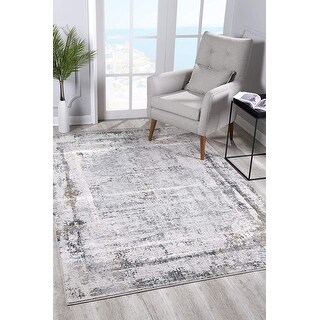 4' x 6' Gray and Ivory Abstract Distressed Area Rug - 3'6" - Bed Bath ...