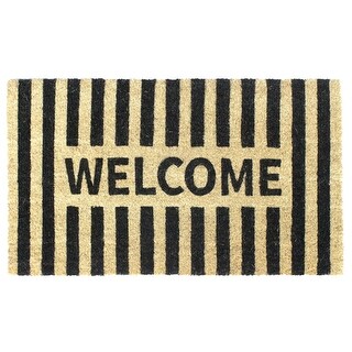 RugSmith Black Machine Tufted Welcome Stripe Doormat, 18"x30" - Bed ...