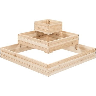 Yaheetech 3-Tier Fir Wood Raised Garden Bed Open-Bottom Planter Raised ...