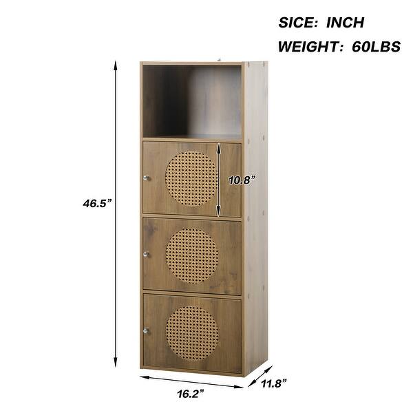 Khaki Handmade Rattan Locker Bathroom Side Storage Cabinet File Rack ...