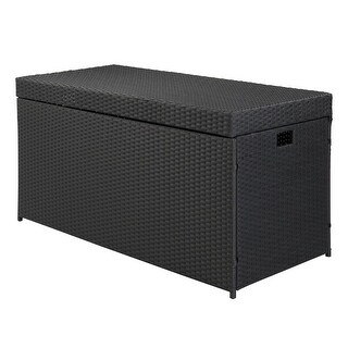 132 Gallon 500L Wicker Deck Box,Outdoor Rattan Storage Box - Bed Bath ...