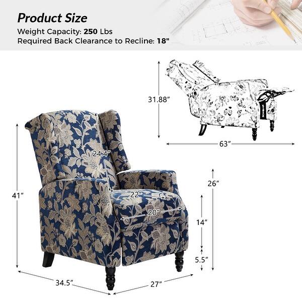 Damaris Mid-Century Modern Manual Pushback Recliner with Wingback ...