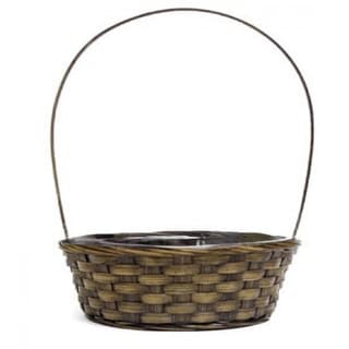 Brown Woven Long Handled Basket - Bed Bath & Beyond - 41934590