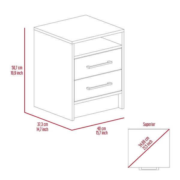 Contemporary 2-Drawer 1-Shelf Nightstand, Bed Console Table for Bedroom ...