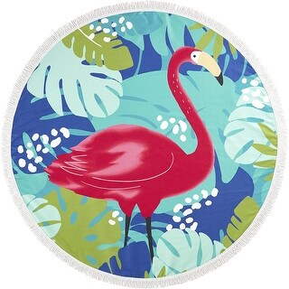 Mudd Circular Beach Blanket, 100% Microfiber Beach Towel with White ...