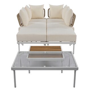 Beige Outdoor Patio Sectional Sofa Set - Bed Bath & Beyond - 40289041