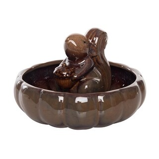 Transpac Ceramic 7.51 in. Brown Harvest Squirrel in Pumpkin Bowl - Bed ...