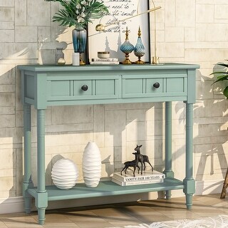 Modern 35.34" Console Table with 2 Drawers and Bottom Shelf and Solid ...