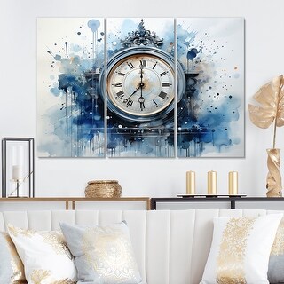 Designart "Clock Modern Artistry" Fashion Canvas Wall Art Set - Bed ...