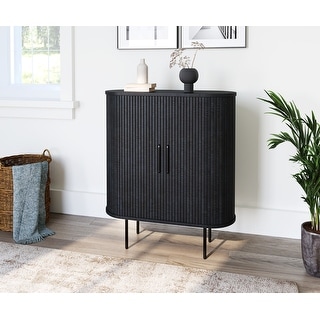 Rye Studio Nicola Mid-Century Modern Rounded Sliding Door Cabinet 39 ...