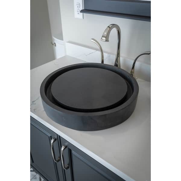 Eden Bath Round Infinity Pool Sink - Honed Lava Stone - Bed Bath ...