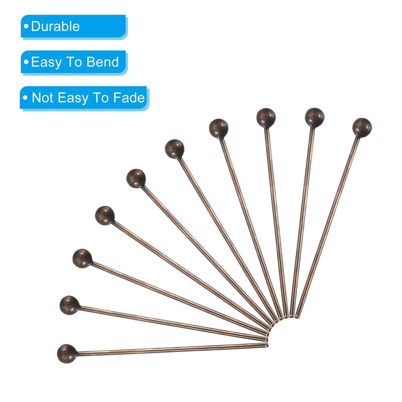 200Pcs Red Copper Ball Head Pins 50mm Wire Head Pins Brass 20 Gauge ...