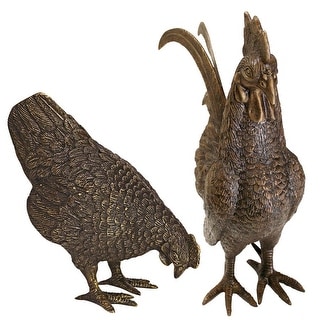 Design Toscano Rooster and Hen Bronze Garden Statues (Set of 2) - Bed ...