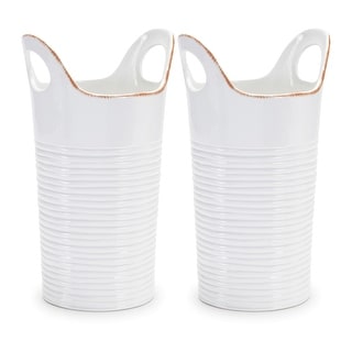 Ceramic Bucket Vase with Handles - 11.5" - White - Set of 2 - Bed Bath ...