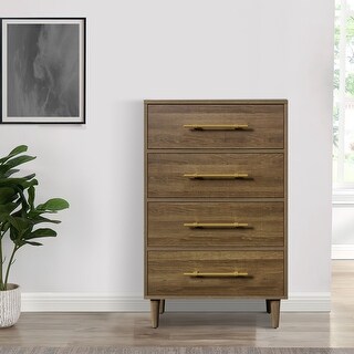Nico 46 Inch Tall Modern Dresser Chest with 4 Drawers, Metal Handles ...