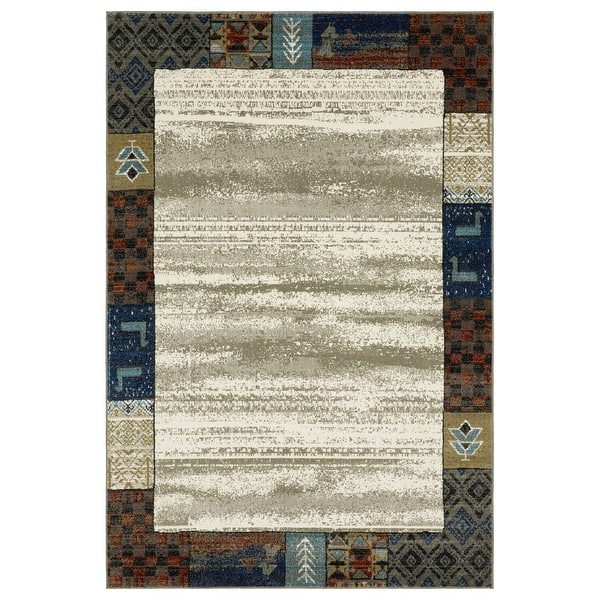 Style Haven Vance Tribal Patchwork Border Beige/ Multi-colored Area Rug ...
