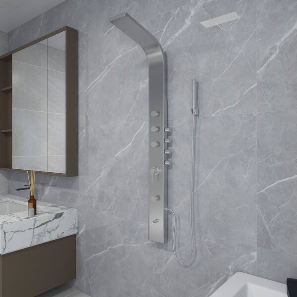 59.05'' 2.5 GPM High Pressure Chrome Shower Panel System with Fixed ...