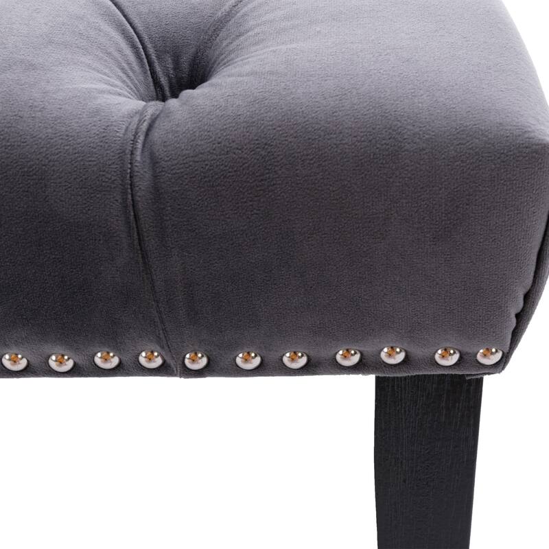 Velvet Upholstered Tufted Bench Ottoman Footrest Stool For Entryway