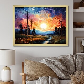 Designart "Power Lines Enchanted Wires II" Power Lines Framed Wall ...
