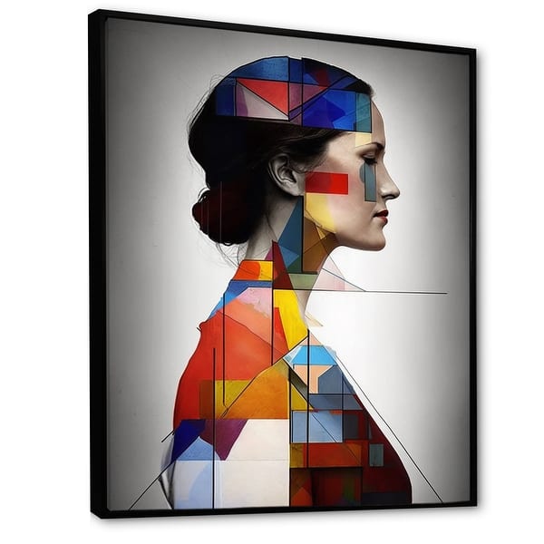Designart "Gracious Cubist Profile" Modern Woman Framed Wall Art Living ...