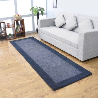 Hand Tufted Wool RunnerArea Rug Contemporary Blue Light Blue K00201 - 2 ...
