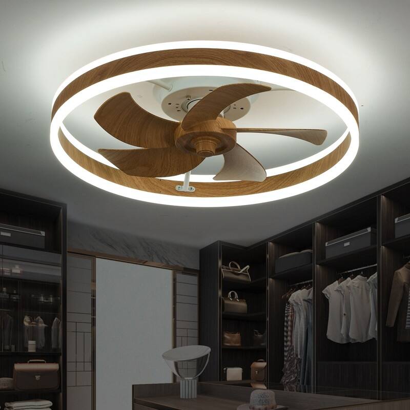 20 in. Indoor Integrated LED Ceiling Fan with Light Flush Mount Low ...