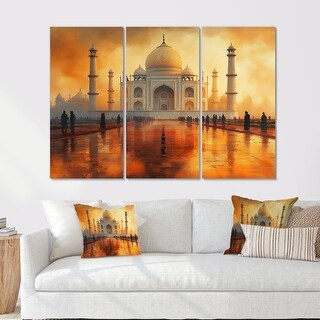 Designart "Yellow Taj Mahal Palace" Taj Mahal Metal Set Of 3 - Modern ...