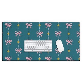 H Miller Ink Illustration Cute Hair Bows Stars in Teal Desk Mat - Bed ...