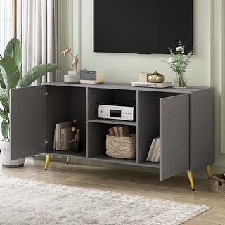 TV Stand Gray Media Cabinet TV Console Table for TVs up to 55 Inches ...