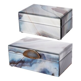 Set of 2 Decorative Nesting Jewelry Boxes, Stackable Decorative Storage ...