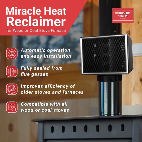 US Stove Company 6-Inch Miracle Heat Reclaimer Wood or Coal Stove ...