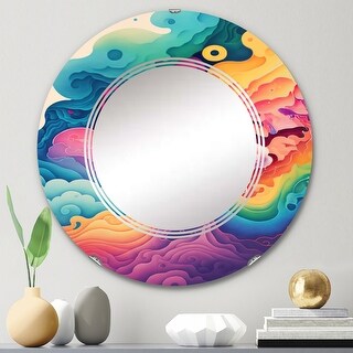 Designart 'Multicolor Swirly Clouds VI' Printed Modern Spiral Wall ...