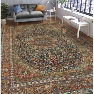 Super Vintage Distressed Vance Black/Rust Rug - 10'1" x 13'4" - Bed ...