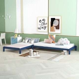 Twin Size Solid Wood Stackable Platform Bed for Kids Teens - Bed Bath ...