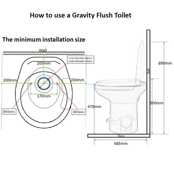 Ultra-silence Gravity Flush Toilet Foot Pedal Flush for Motorhome - Bed ...
