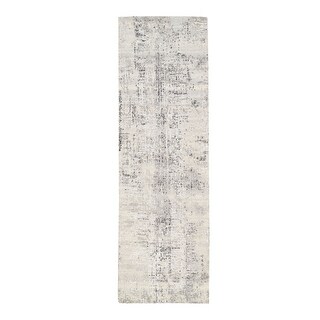 Shahbanu Rugs Hand Spun Undyed Natural Wool Modern Cut And Loop Pile ...
