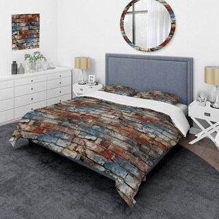 Designart "Old Brick Wall Elegance " modern bedding covert set with 2 ...