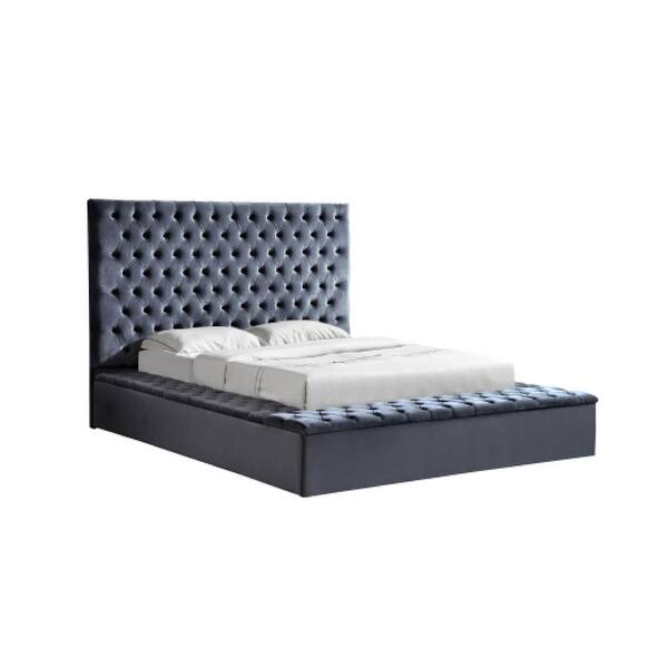 Extra Large Headboard king bed Grey bed under storage Velvet tufting ...