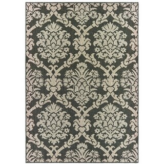 Lansing Grey Charcoal Floral Outdoor Casual Area Rug - Bed Bath ...