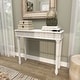 White Wood Intricately Carved Slim Scroll Console Table with Turned ...