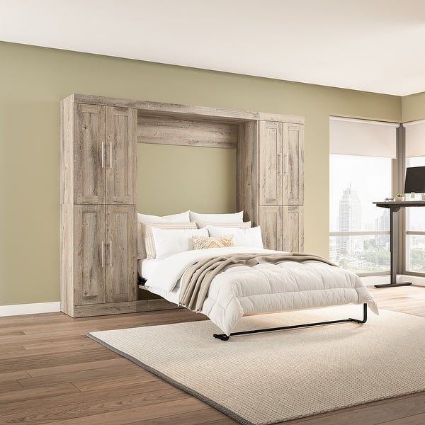 Pur Full Murphy Bed with Storage Cabinets (109W) by Bestar - Bed Bath ...