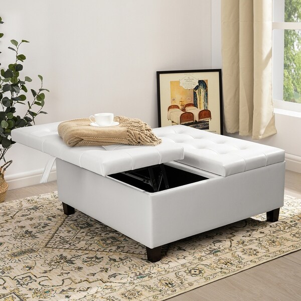 Large leather storage ottoman store