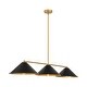 3-Light Mid-Century Modern Black Gold Linear Cone Dimmable Large ...