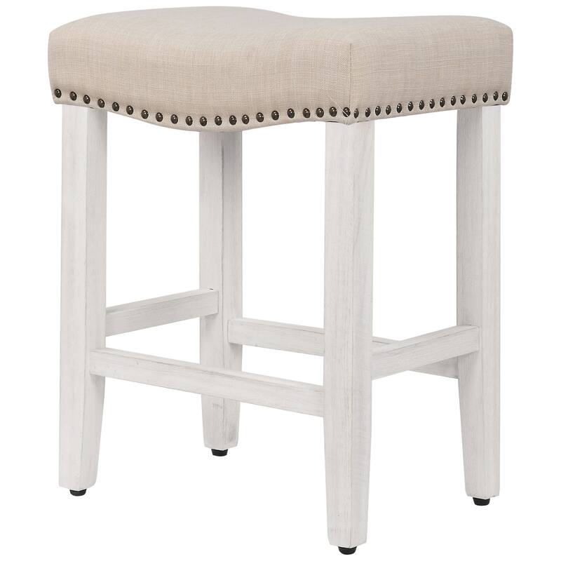 Jameson Upholstered Polyester Antique White 24 Inch Counter Stool (Set ...