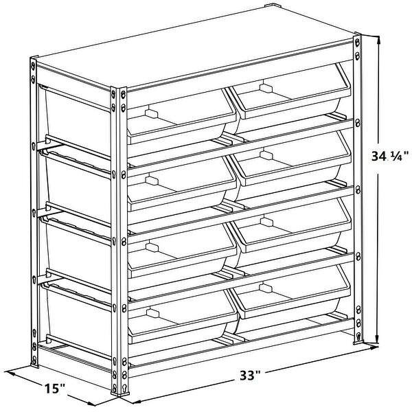 King's Rack Bin Rack Boltless Steel Storage System Organizer w/ 8 ...
